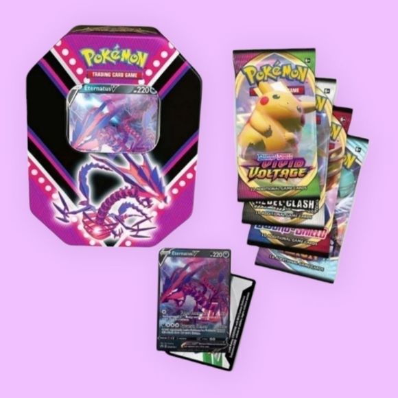 Pokemon | Toys | Eternatus Pokemon V Power Tin Trading Card Kids Game ...